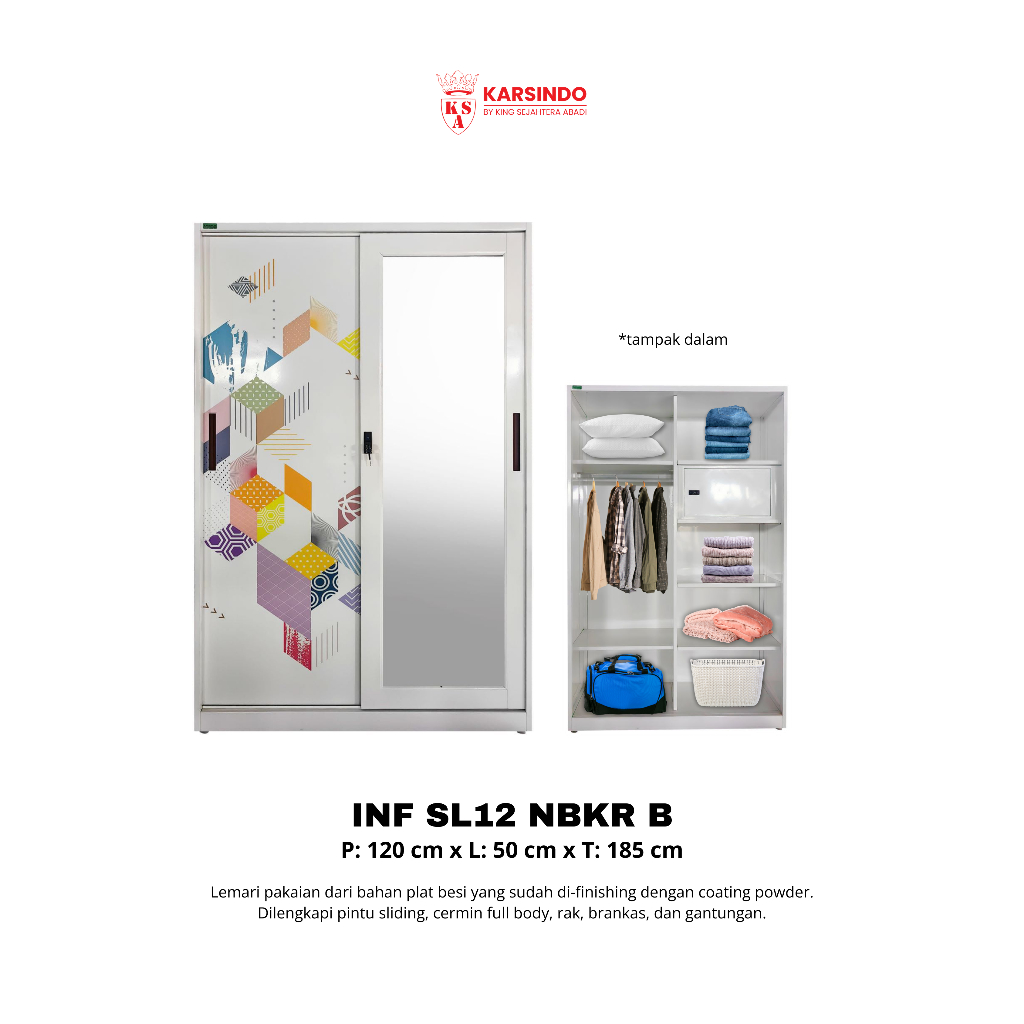 Jual Karsindo Lemari Pakaian Besi 2 Pintu Sliding I Lemari Besi Anti ...