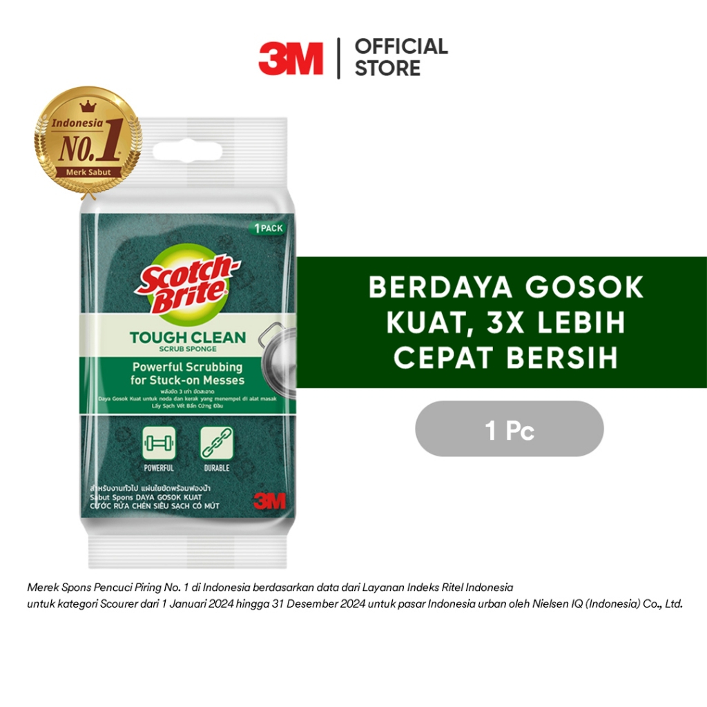 Jual 3M™ Scotch-Brite® Tough Clean Anti-Bacteria Sabut Spons, 3x lebih ...