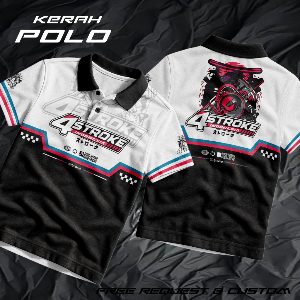Jual JERSEY KAOS RACING CUSTOM 4 STROKEPOLO KERAH KANCING V-NECK, KAOS ...