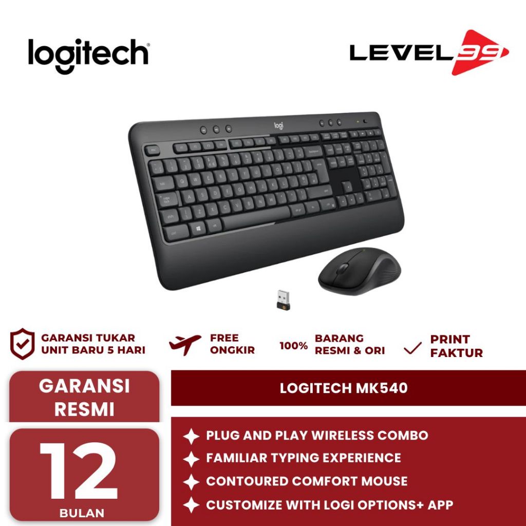 Jual LOGITECH MK540 ADVANCED WIRELESS 2,4GHZ KEYBOARD MOUSE COMBO | Shopee Indonesia