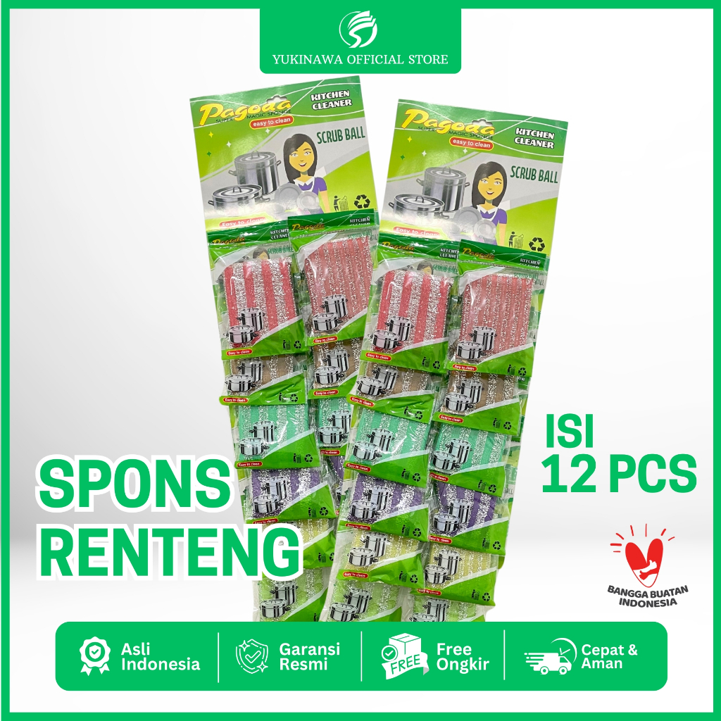 Jual Spons Cuci Piring Pagoda Isi 12 Pcs / 1 Renteng – Spons Dapur ...