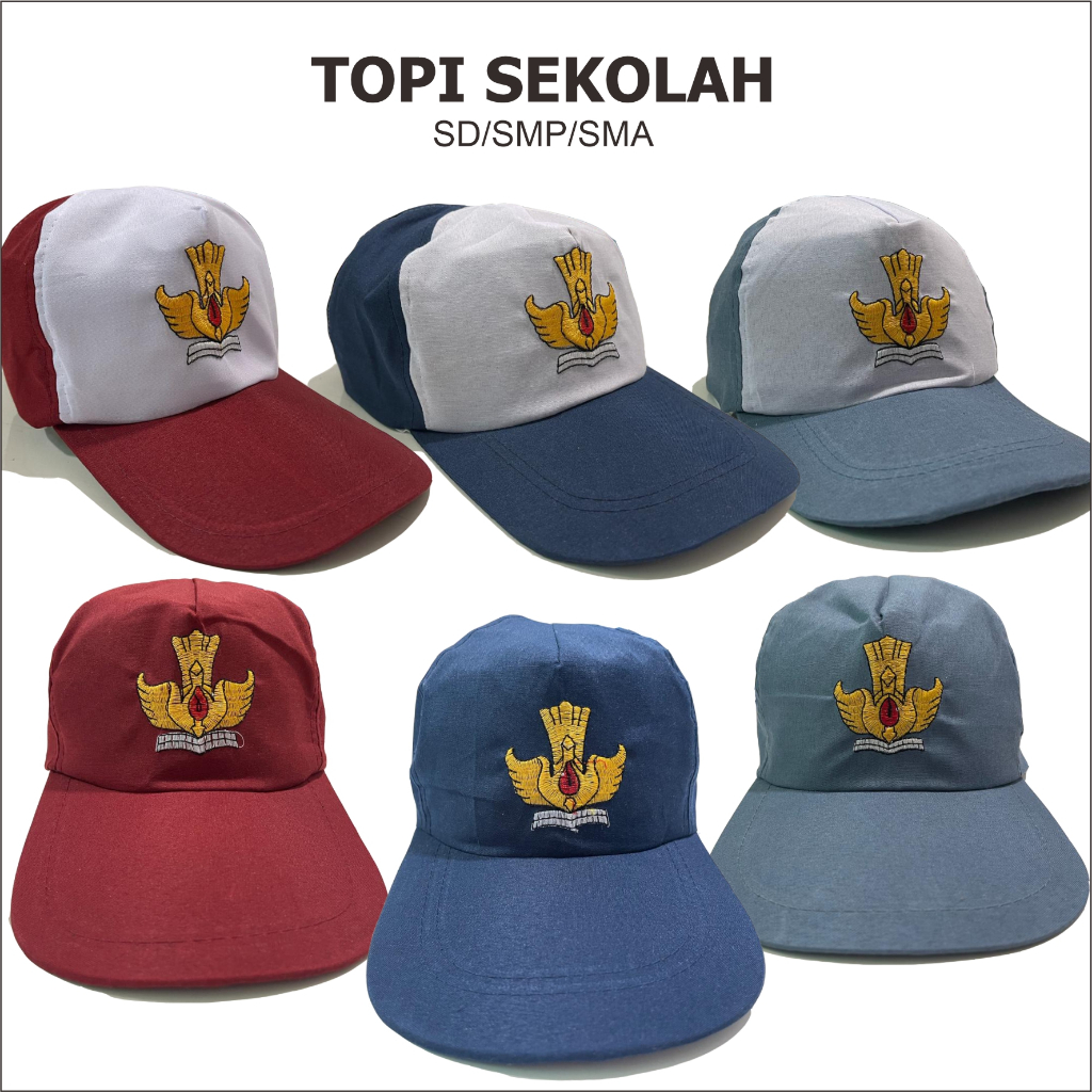Jual Topi SD SMP SMA SMK Bordir Topi sekolah SD Merah polos Merah Putih ...