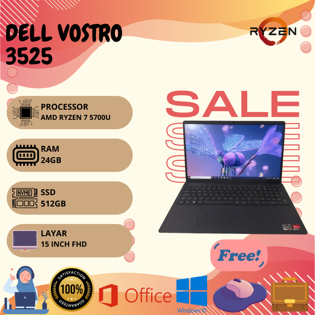 Jual DELL Vostro 3525 AMD Ryzen 7 5700U 15 inch FHD Win 10 Bergaransi | Shopee Indonesia