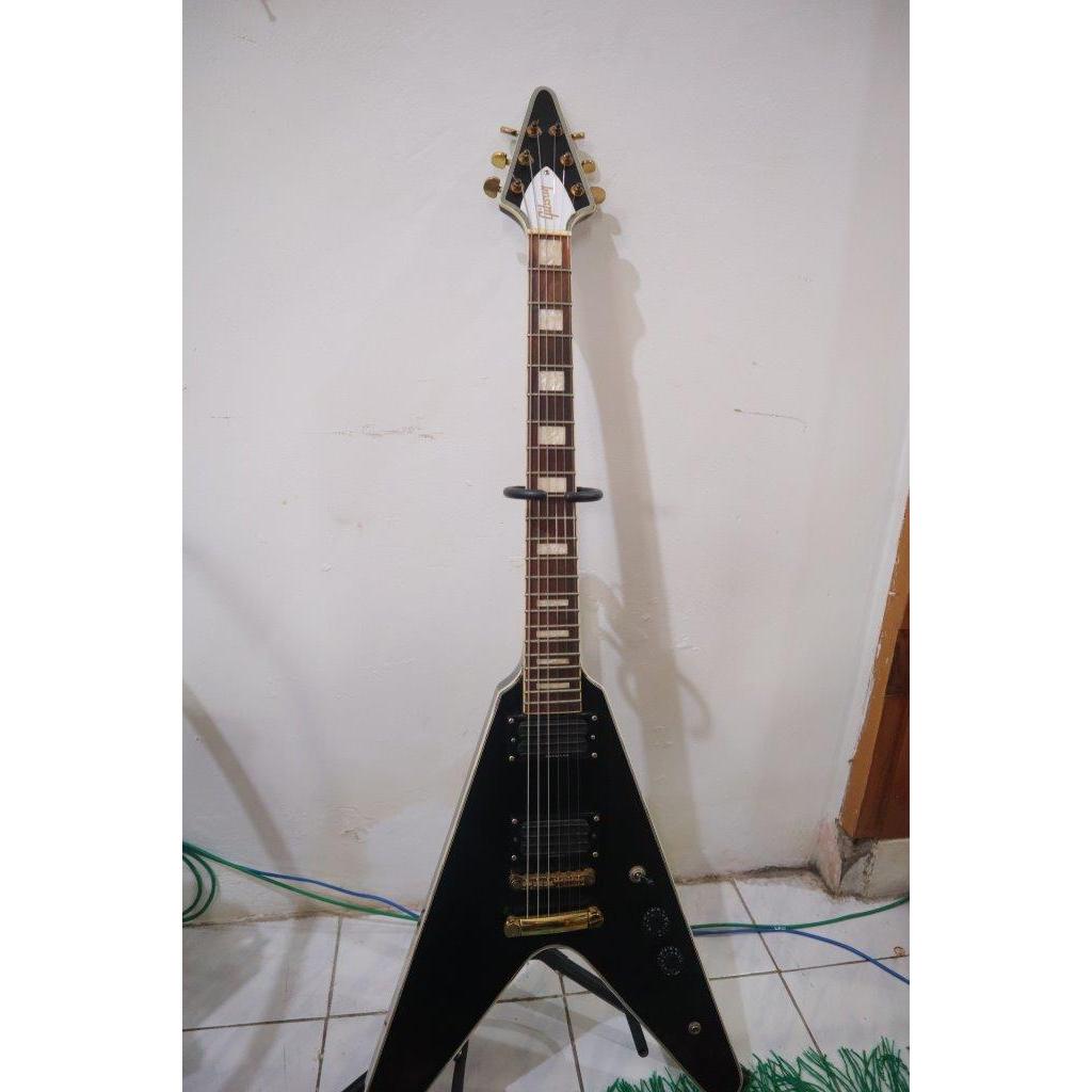 Jual Gitar Elektrik Gibson Flying V Black Custom HQ | Shopee Indonesia