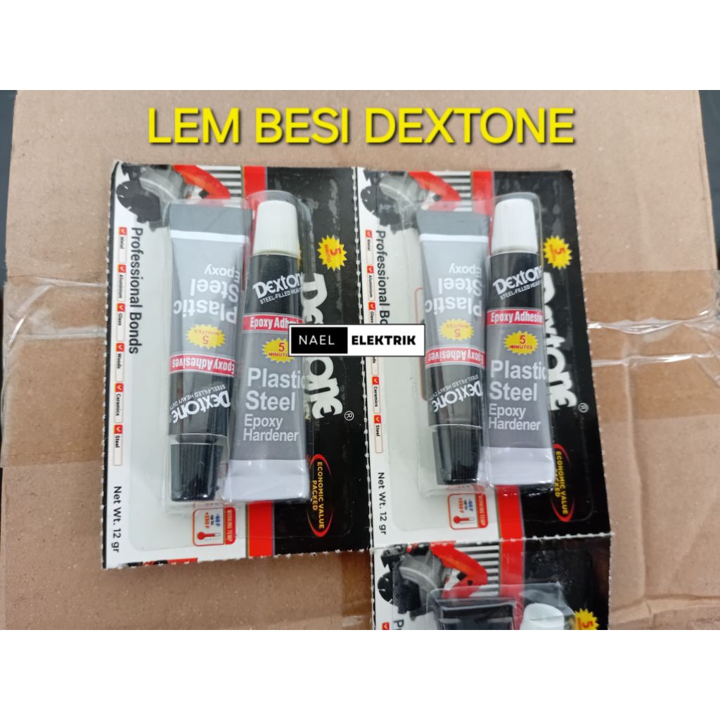 Jual Lem Besi Dextone Plastik Steel Epoxy 5 menit 12 Gram | Shopee ...