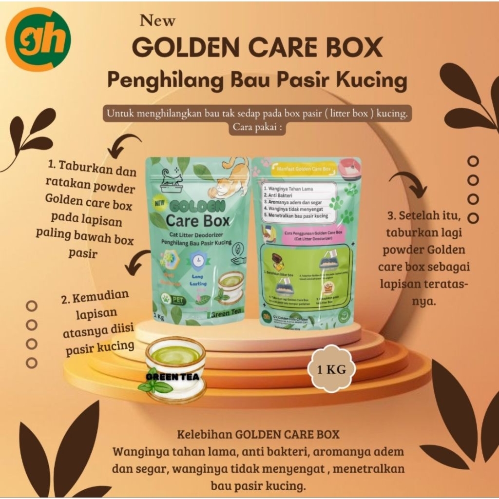 Jual Golden Care Box 1 kg Penghilang bau pesing busuk di pasir kucing ...