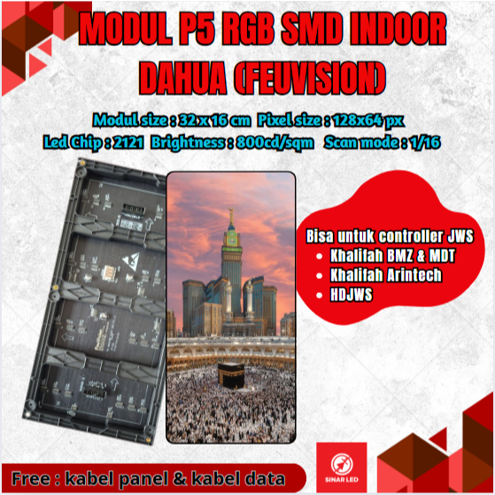 Jual PANEL MODUL MODULE P5 RGB SMD FULL COLOR INDOOR FREE MAGNET ...
