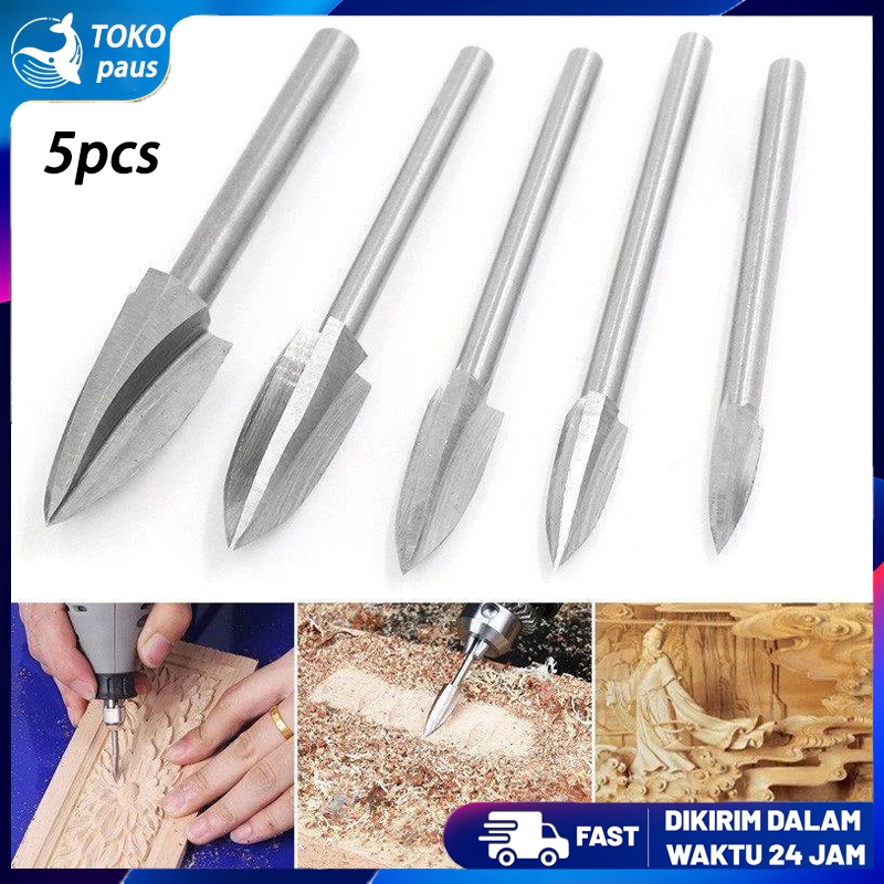 Jual 5pcs Set Mata Bor Ukir Kayu Alat Wood Carving Drill Bit Milling ...
