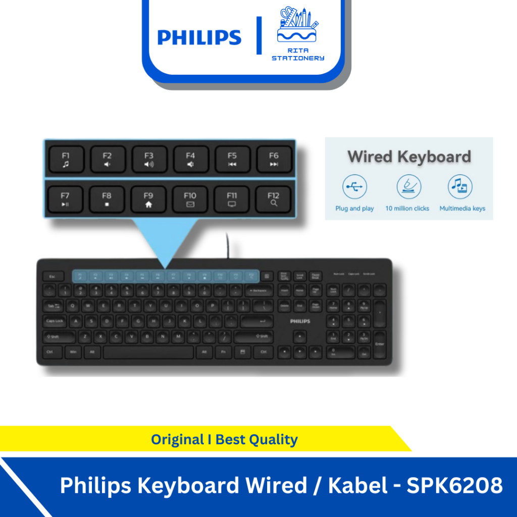 Jual Philips SPK6208 Keyboard Kabel Wired Simplicity Keyboard USB ...