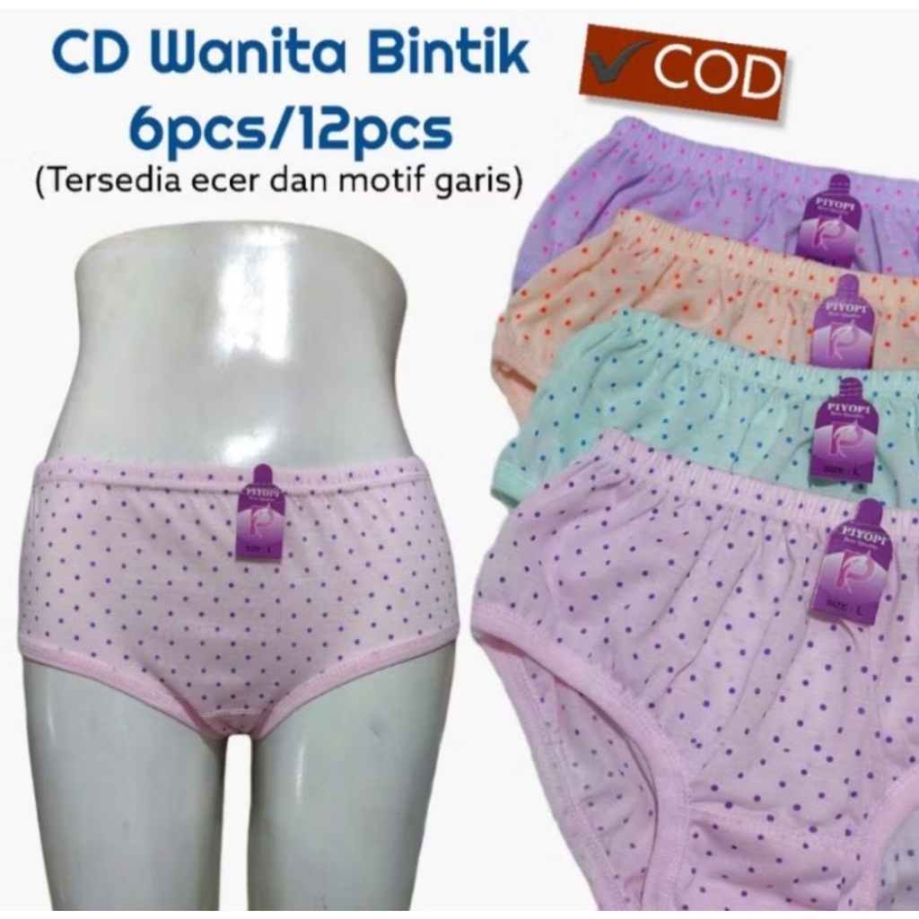 Jual Promo 12 Pcs Celana dalam wanita Dewasa Motif POLKADOT Cd Cangcut Cewek Bintik Jumbo ...