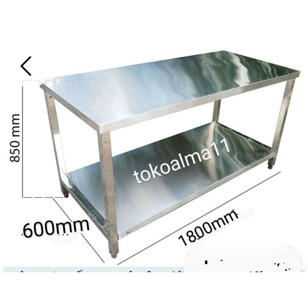 Jual MEJA STAINLEES STEEL 2 TINGKAT ( knock down) / bongkar pasang ...