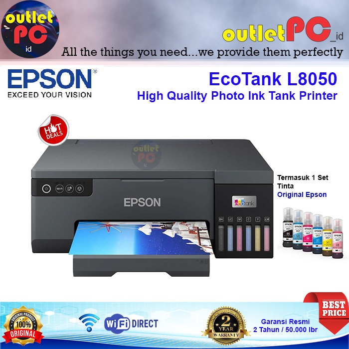 Jual EPSON PRINTER L8050 L-8050 L 8050 INK TANK WI-FI WIFI WIRELESS PRINT PHOTO FOTO ECO TANK ...