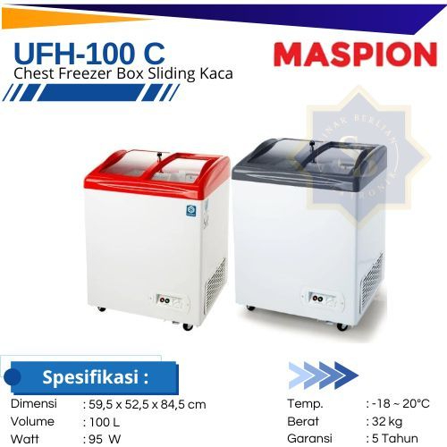Jual Maspion Chest Freezer Box Kaca 100 Liter 100L UFH100C UFH-100C ...