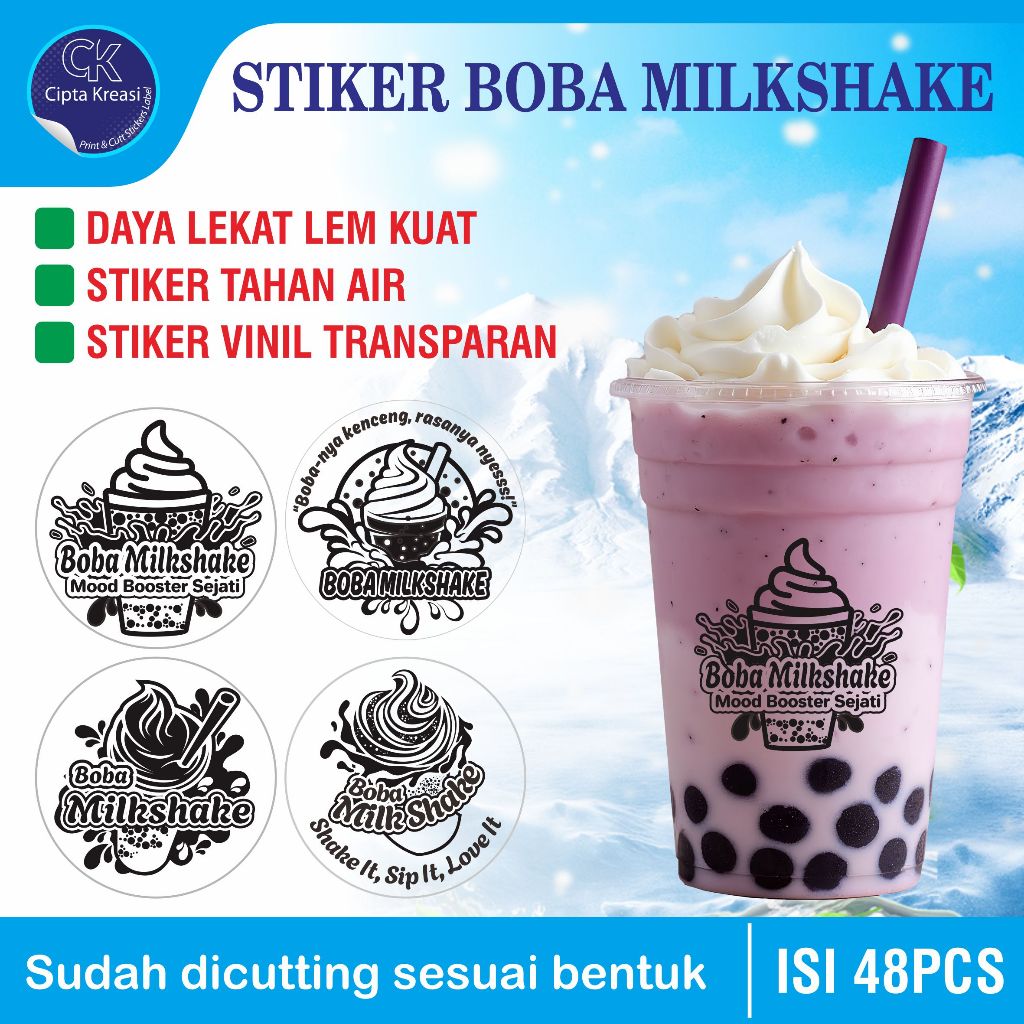 Jual Stiker gelas cup / stiker milkshake / stiker cup / stiker minuman ...