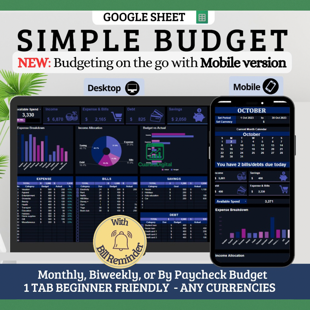 Jual Template Anggaran Google Sheets | Catat Pengeluaran, Tabungan ...