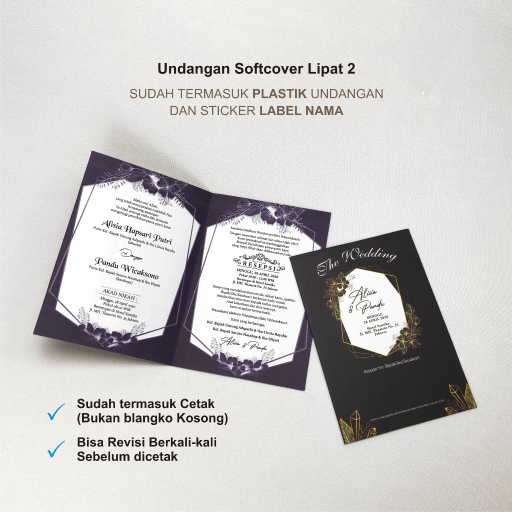 Jual Undangan Pernikahan Wedding Floral Sentuhan Hitam yang Aesthetic ...