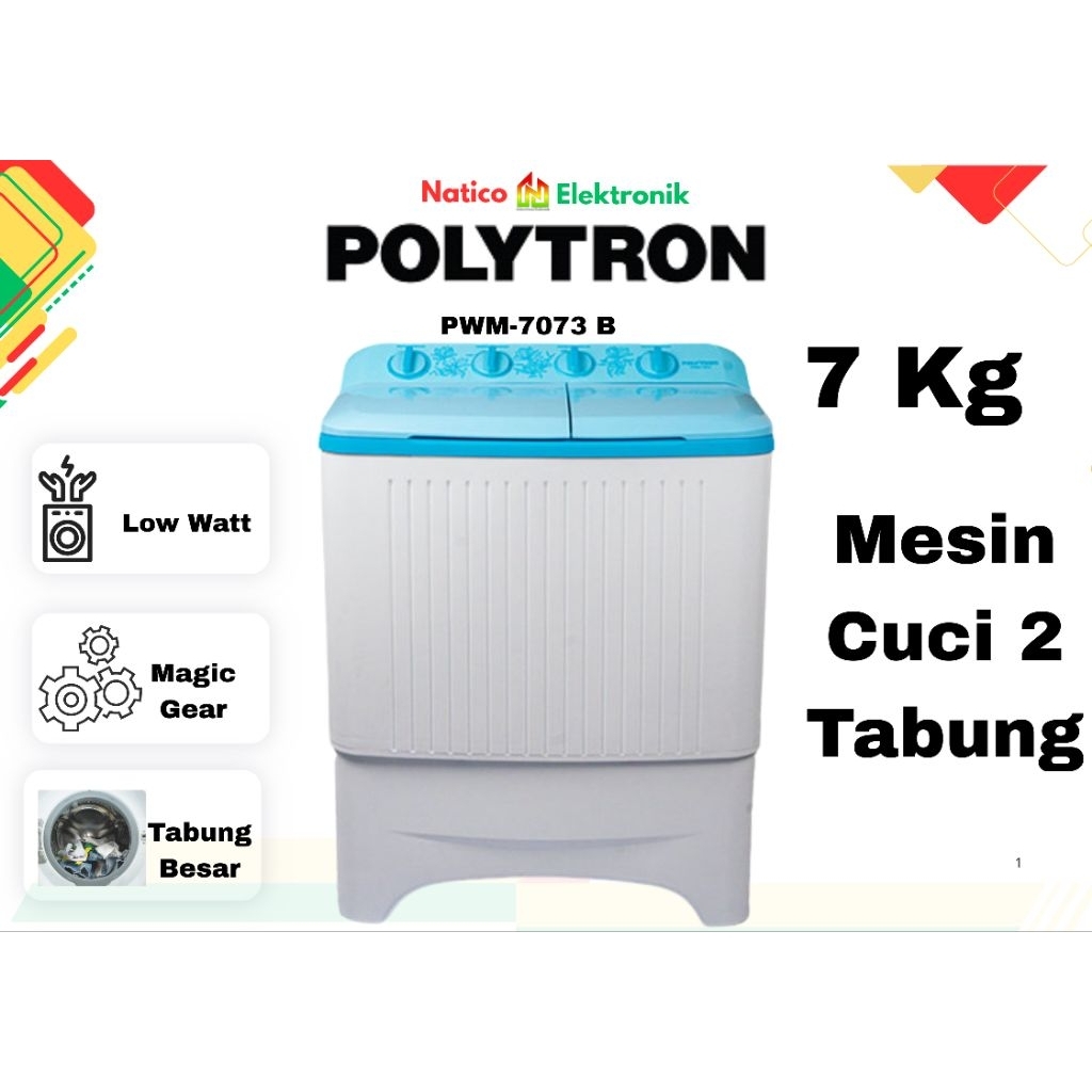 Jual Mesin Cuci Polytron 2 Tabung 7 Kg Polytron PWM-7073 | Shopee Indonesia