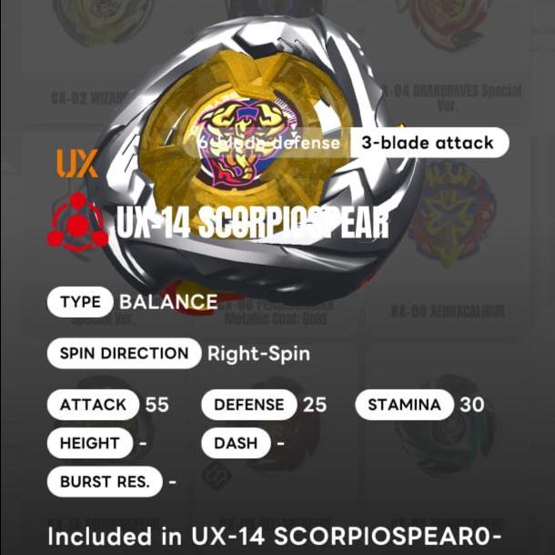 Jual Beyblade X - UX 14 Blade Scorpio Spear | Shopee Indonesia