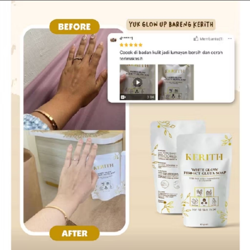 Jual SABUN KERITH WITHE GLOW PERFECT GLUTA SOAP | 5 IN 1 FORMULA dengan ...