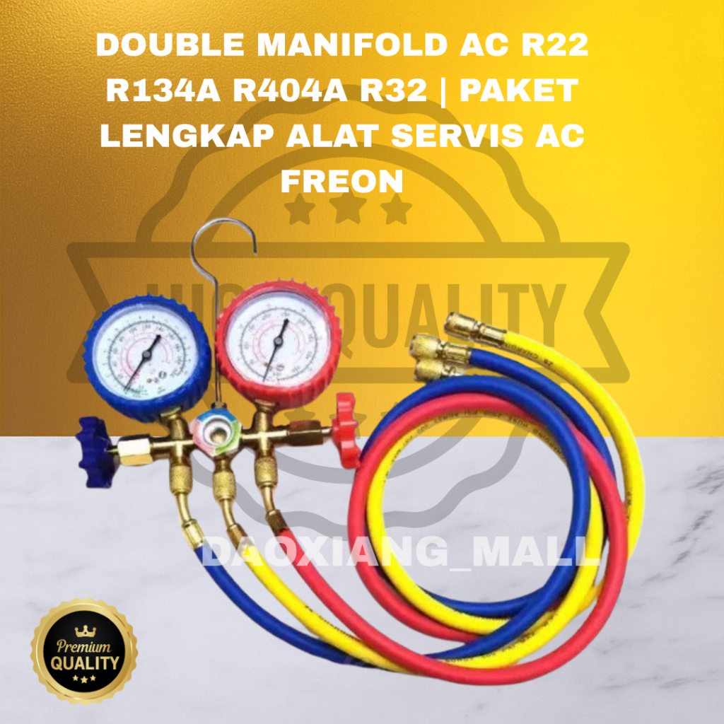 Jual DOUBLE MANIFOLD AC R22 R134A R404A R32 | ALAT SERVIS AC PAKET LENGKAP (TANPA FREON ...