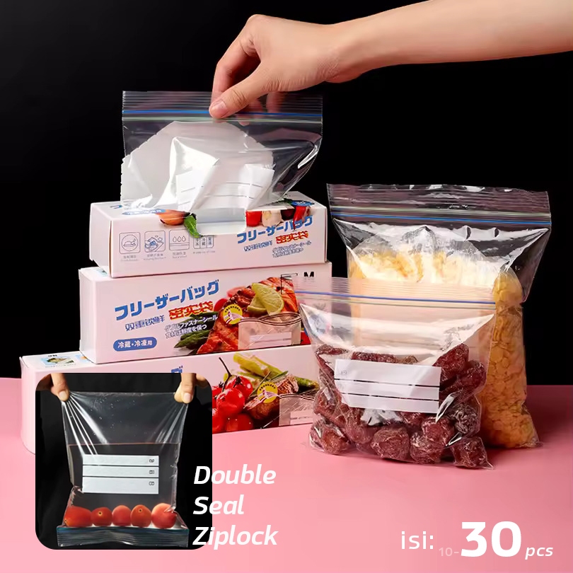 Jual Double Seal Ziplock 1 Box Plastik Penyimpanan Makanan Sayuran ...