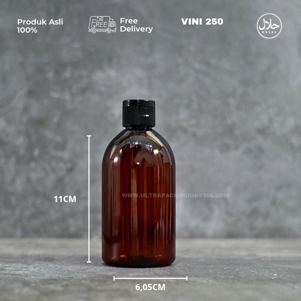 Jual Kemasan Botol Fliptop Isi Ulang - BOTOL PET VINI 250ML AMBER ...