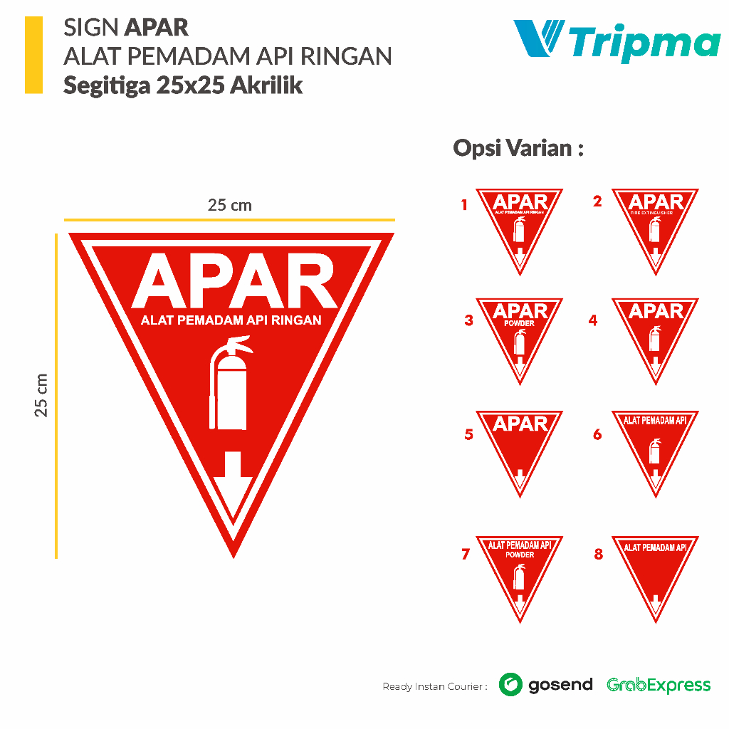 Jual Rambu Rambu Signage APAR - Segitiga 25cm x 25cm Akrilik Reflective ...