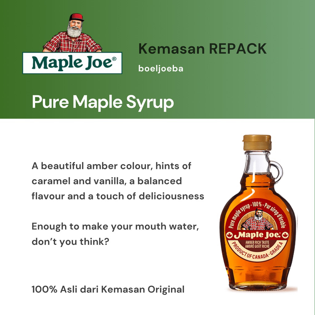 Jual Maple Joe Pure Maple Syrup Repack [30] g - Perfect for Matcha ...