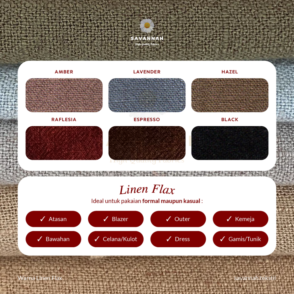 Jual Bim Linen Flax Premium bahan kain full linen asli benang viscose ...