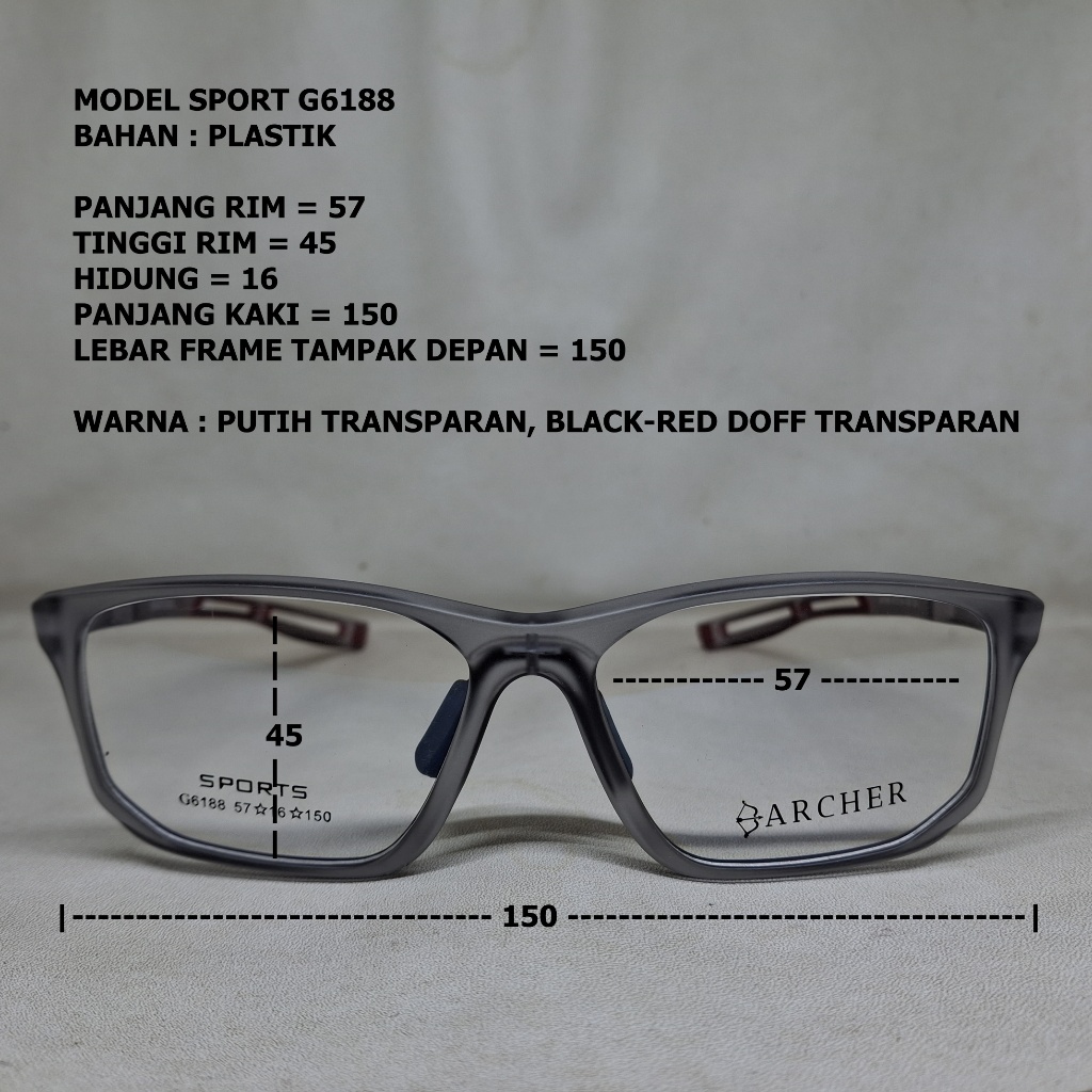 Jual FRAME KACAMATA SPORT G6188 PLASTIK COCOK UNTUK MUKA LEBAR BESAR ...