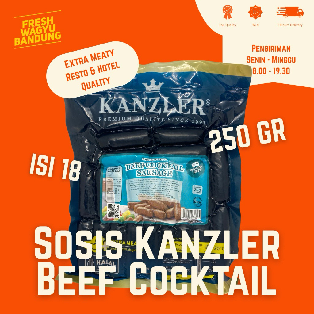 Jual KANZLER BEEF COCKTAIL SOSIS SAPI HALAL PREMIUM 250g | Shopee Indonesia