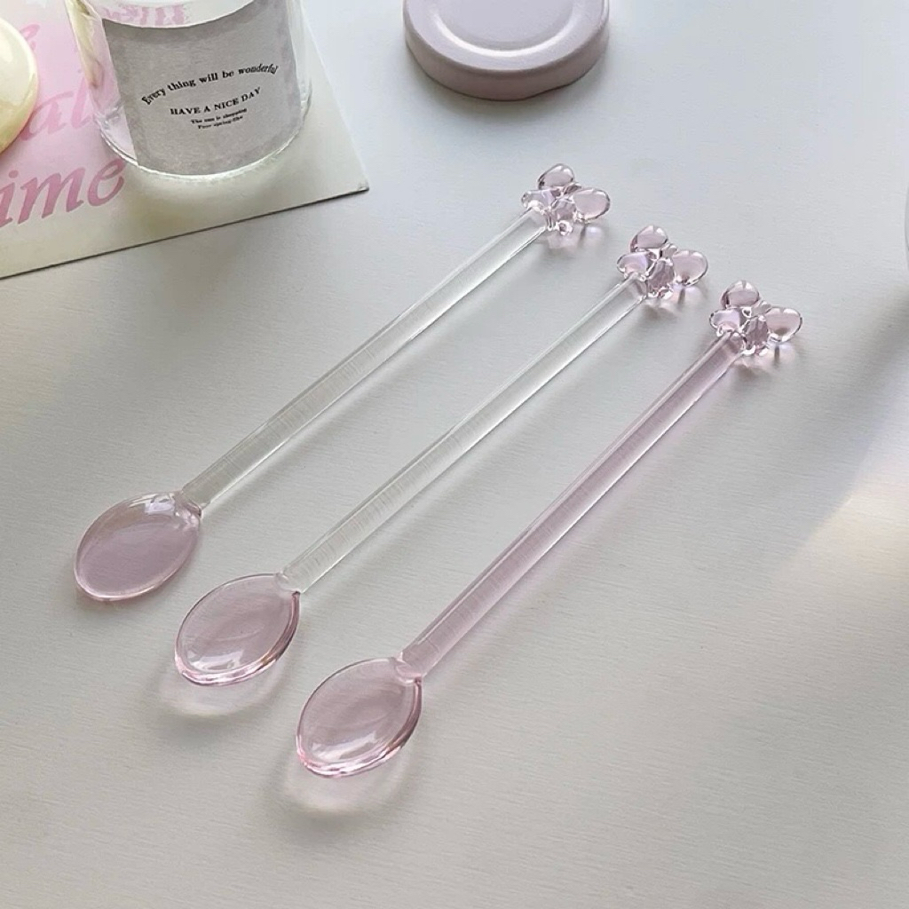 Jual 3D Ribbon Glass Spoon | Sendok Kaca Aesthetic dengan Pita Timbul ...