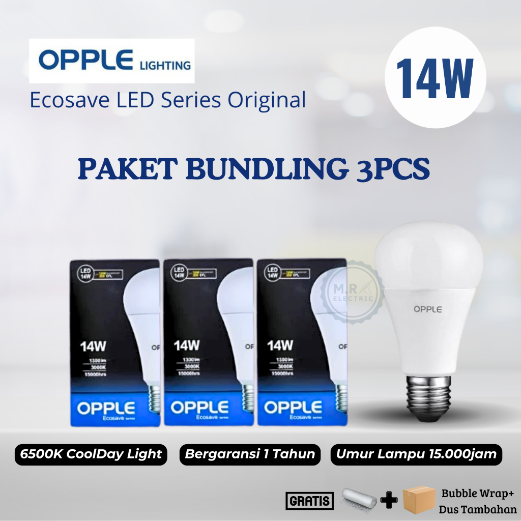 Jual Paket 3PCS Opple EcoSave Original Lampu LED Bohlam Bulb 5W 7W 9W 12W 14W Bergaransi - Putih ...