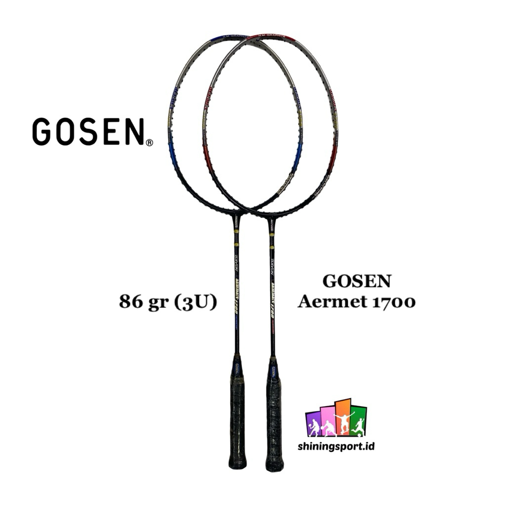 Jual Raket Badminton Gosen Aermet 1700 (+ Free Kaos & Towel Grip 2 pcs ...