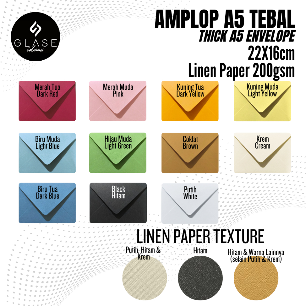 Jual Amplop Tebal A5 22x16cm Linen 200gr Polos amplop vintage aesthetic ...