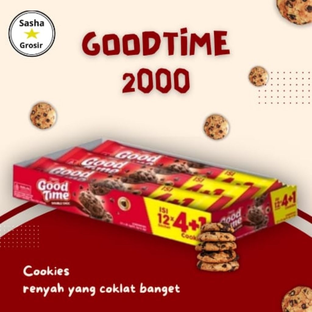 Jual ( 1 Pack ) GOODTIME COOKIES DOUBLE CHOCO 26,5gr (2.000an) 1 pack ...