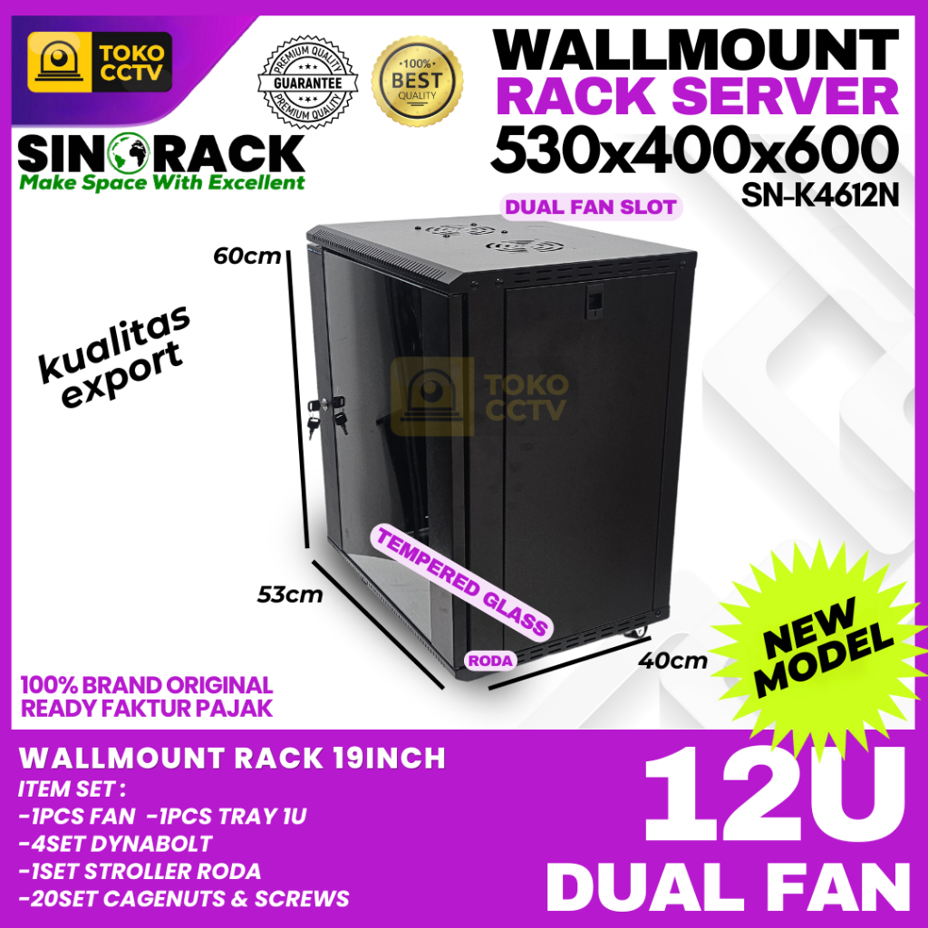 Jual Wallmount Rack Server 12U/Rak Server Ukuran 12U Single Glass Door ...