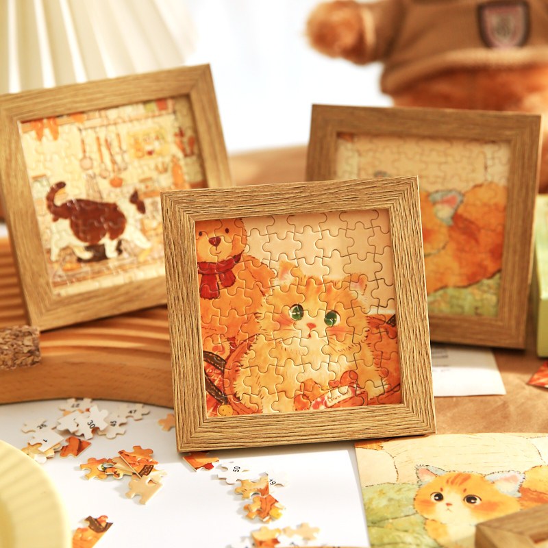 Jual Puzzle Mini Kucing 64 PCS Dengan Bingkai Kayu Dekorasi Meja Lucu ...