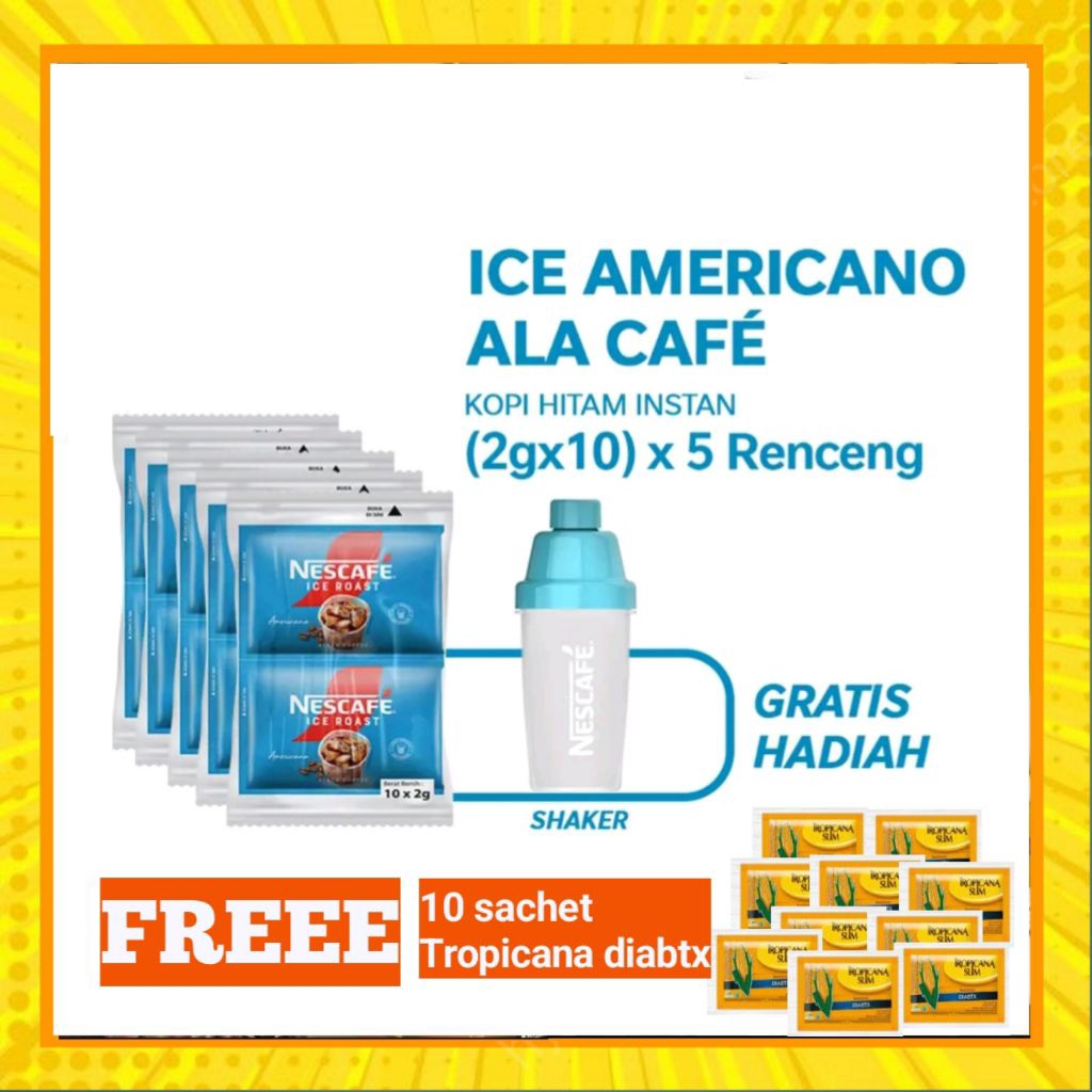 Jual (BUY 1 GET SHAKER) Nescafe Ice Roast Kopi Instan Americano - Kopi ...