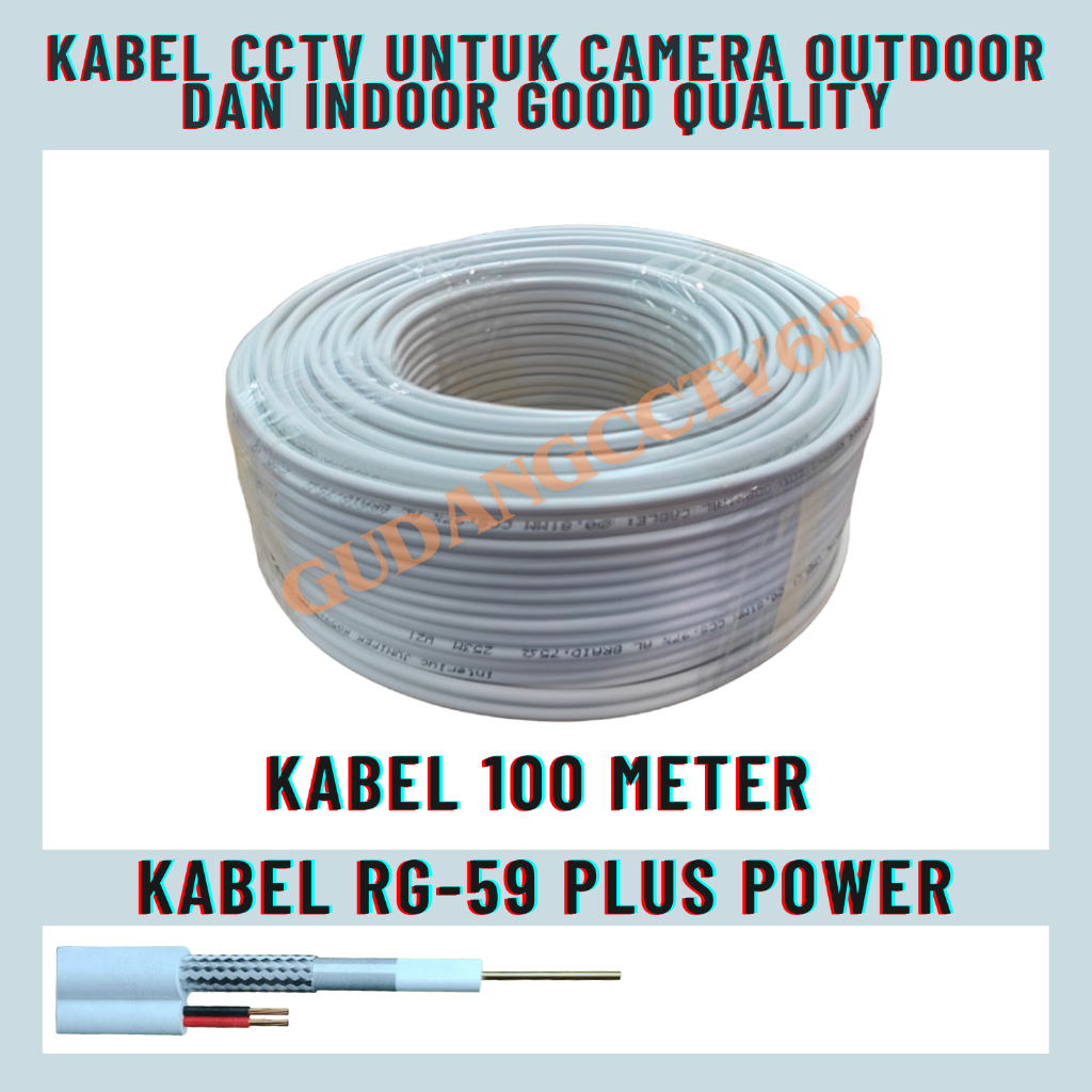 Jual Kabel CCTV 100 Meter Good Quality Coaxial RG59 Plus Kabel Power ...