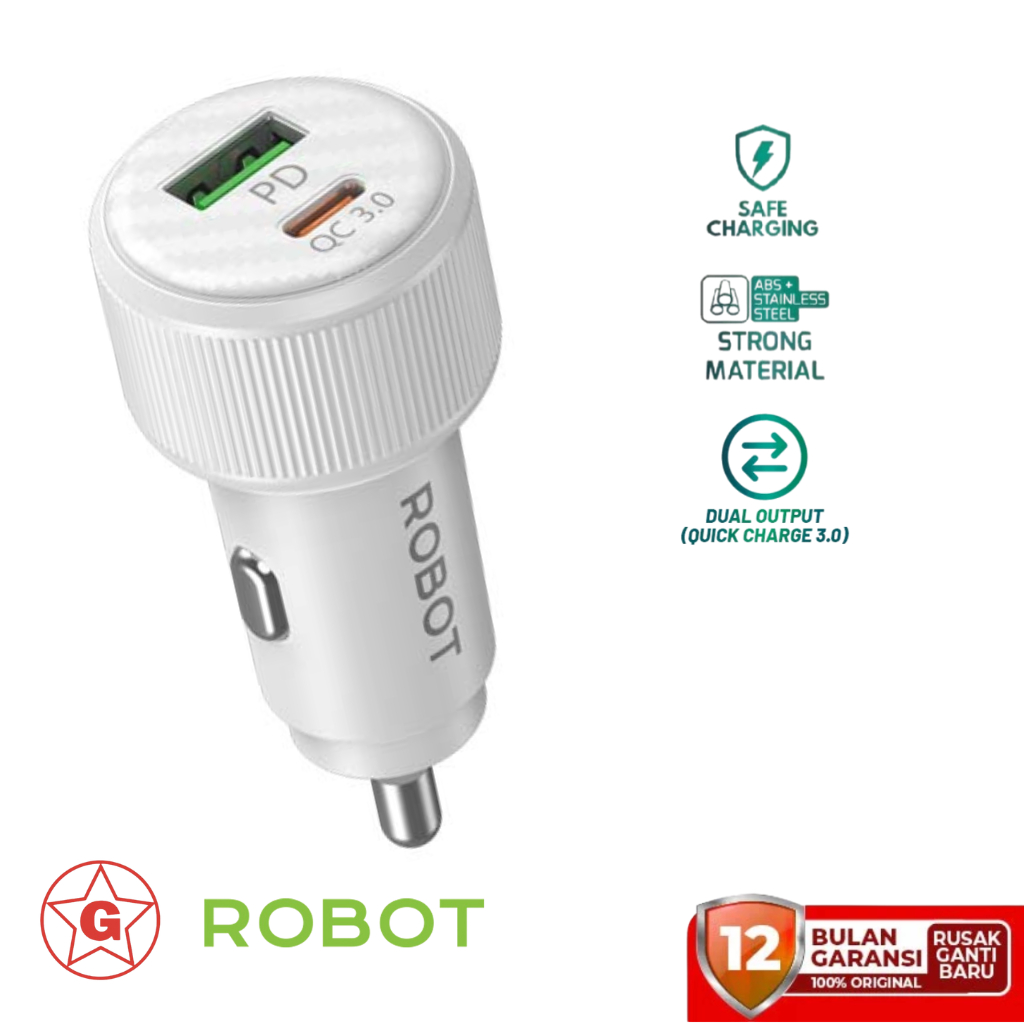 Jual Robot RT-C11 Charger Mobil Fast Charging USB & Type C Compact ...