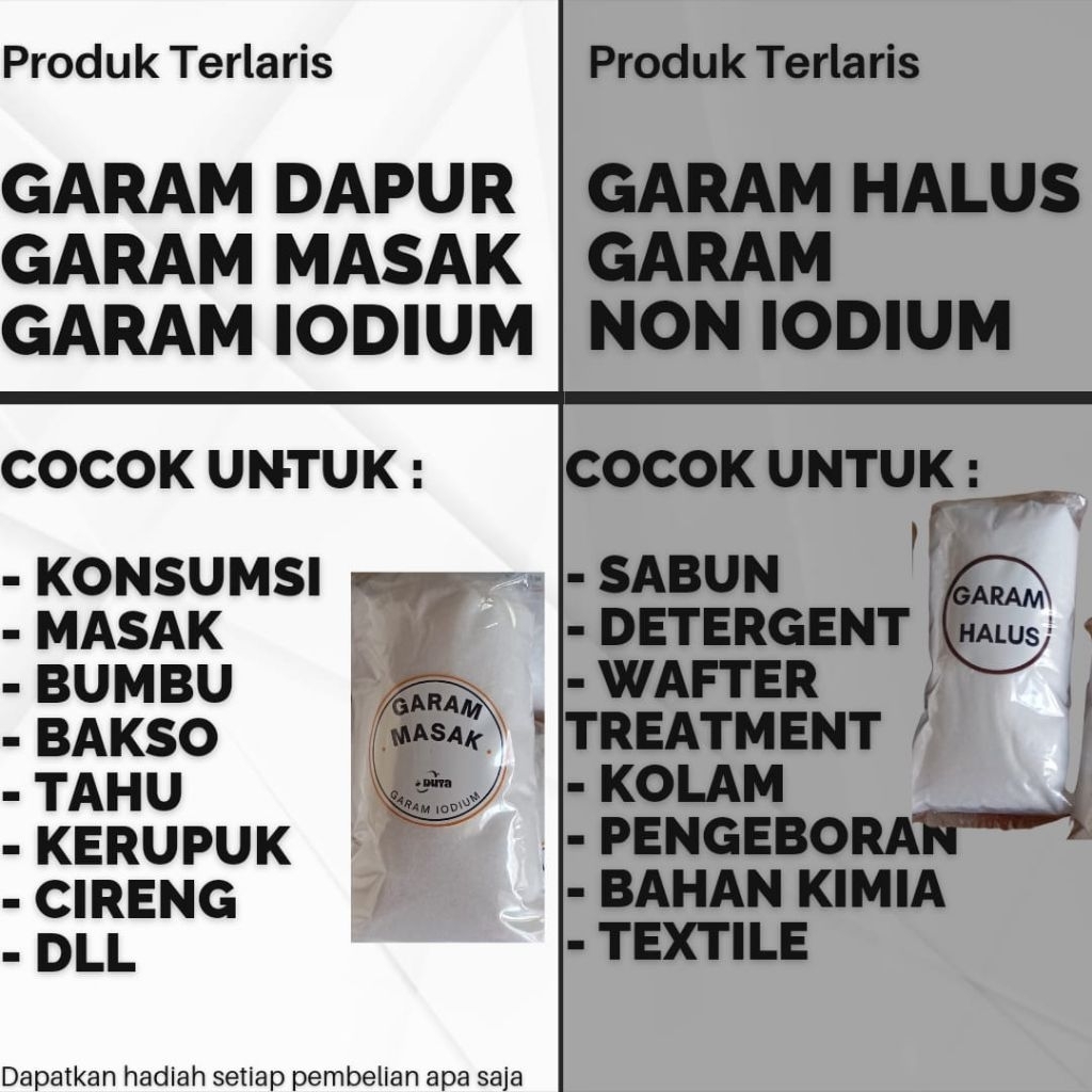 Jual GARAM HALUS 1KG - GARAM DAPUR 1KG - GARAM MASAK - GARAM - GARAM ...