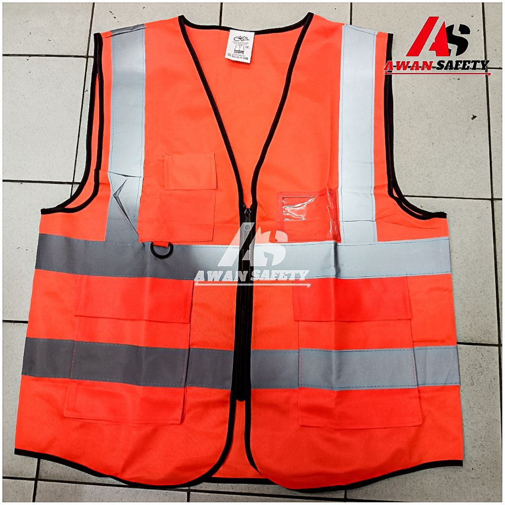 Jual Rompi Safety Proyek ID Card Polyester Resleting Warna Orange ...
