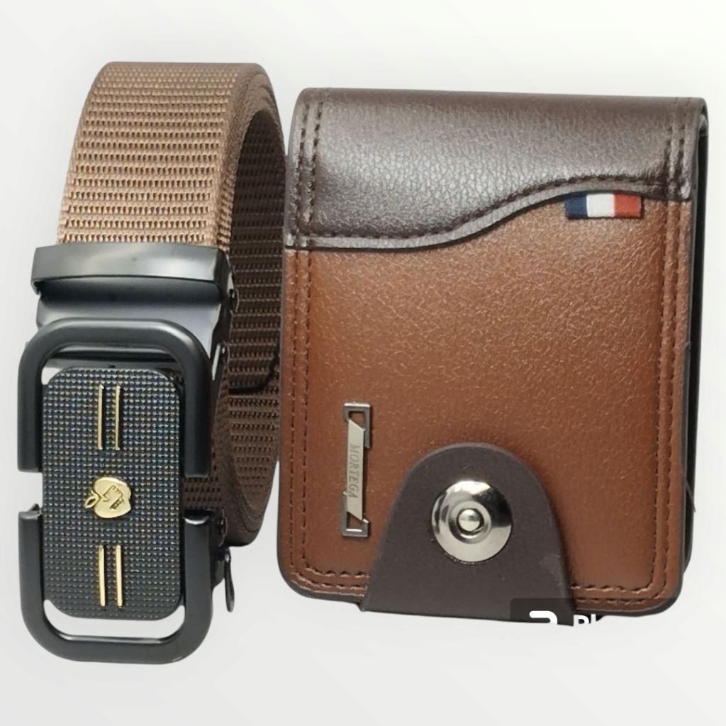 Jual Gesper sabuk Pria Nylon canvas plus dompet Mortega Mini kancing ...