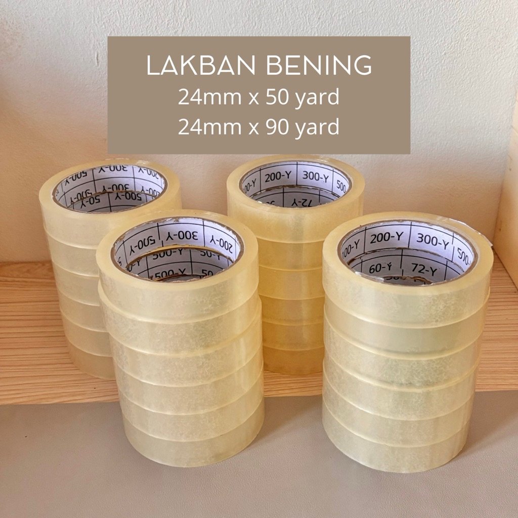 Jual Lakban Bening isolasi 1 Inch Inci 1" 24mm (24mm x 50 yard) (24mm x ...