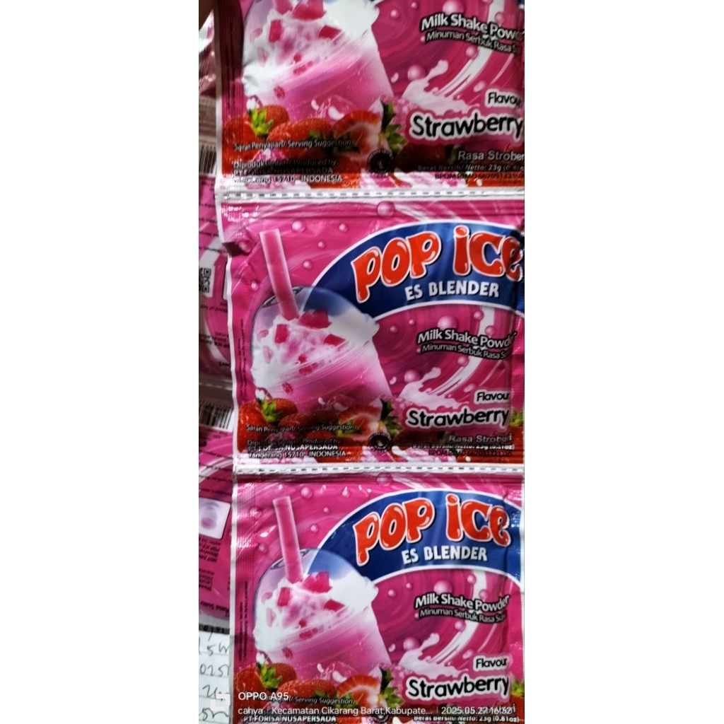 Jual pop ice strawberry isi 1 renceng/10 saset | Shopee Indonesia