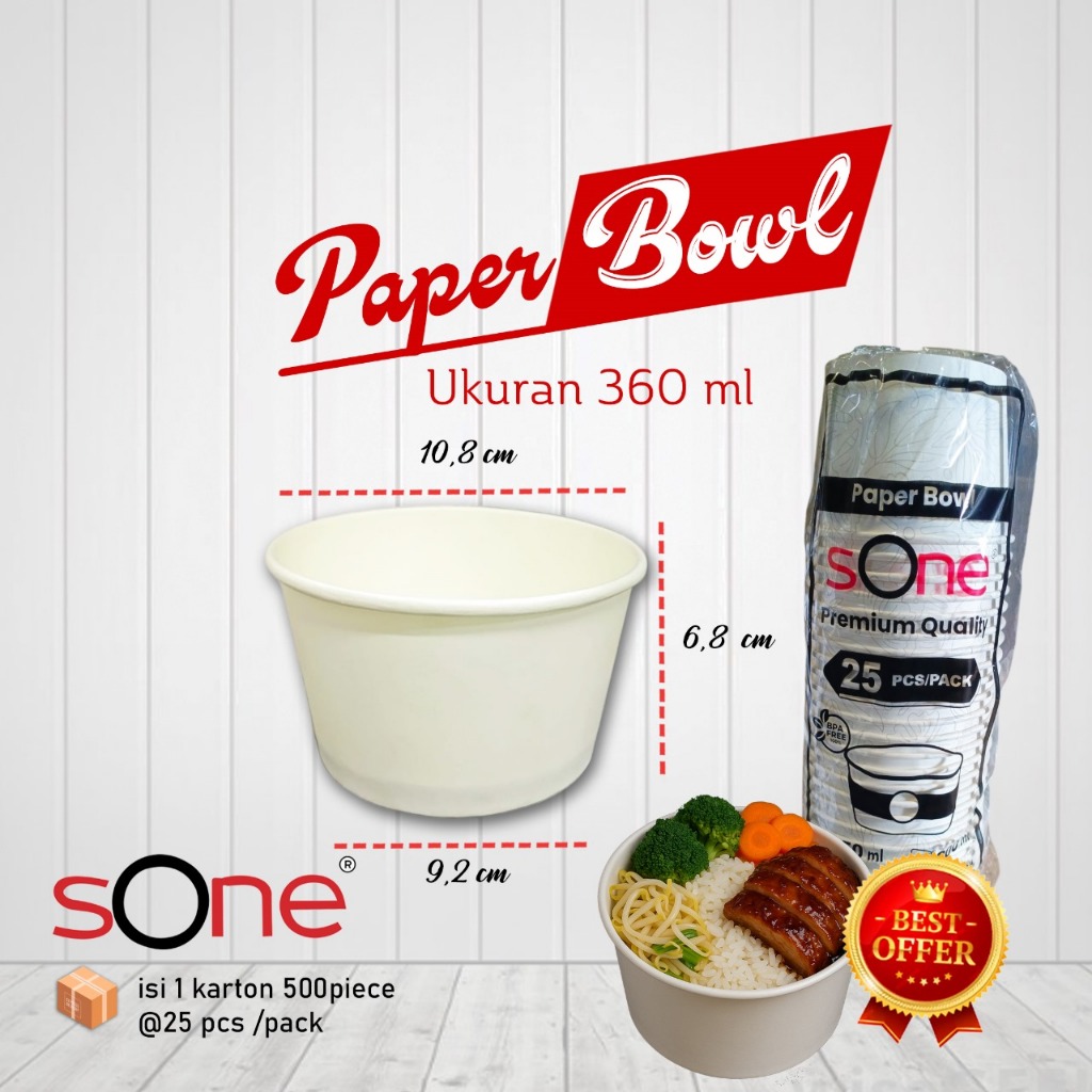 Jual PAPER BOWL PLUS TUTUP PUTIH POLOS UK 360 ML 500 ML 650 ML 800 ML ...