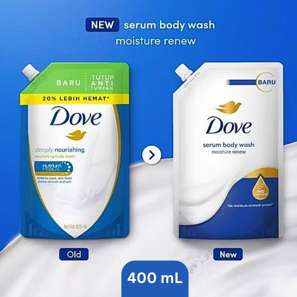Jual Dove body wash 400ml moisture renew deeply nourishing/go fresh ...
