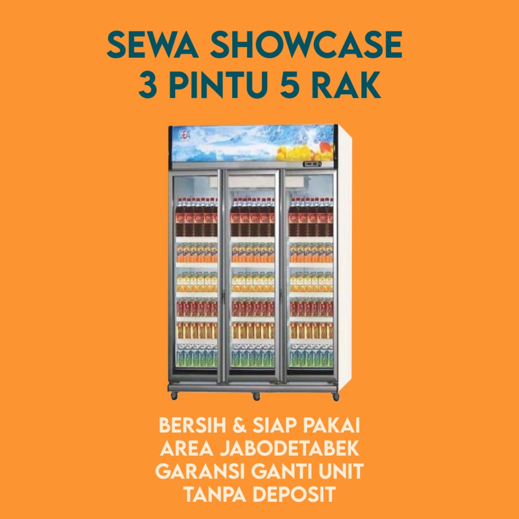 Jual SEWA Showcase Chiller 3 Pintu 5 Rak untuk 3 Bulan | Shopee Indonesia