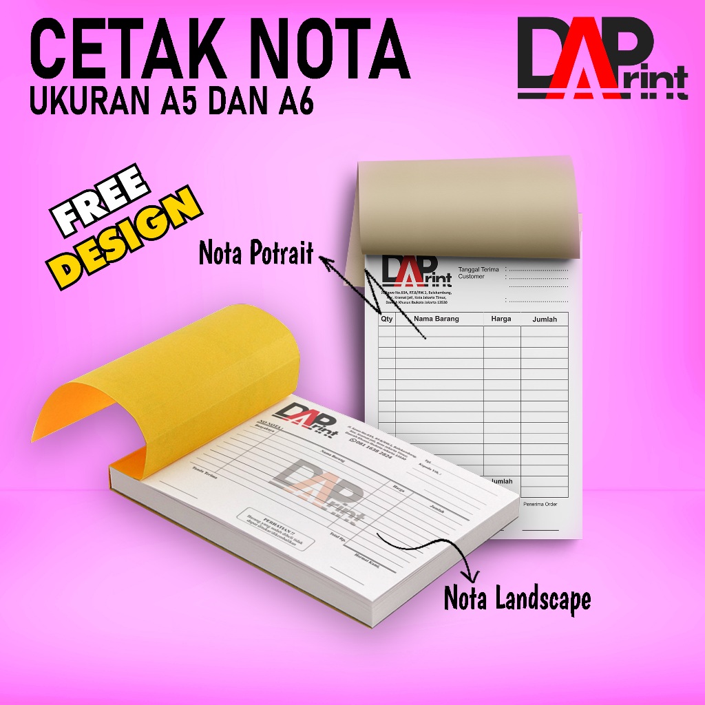 Jual Cetak Nota Kwitansi Bon Custom Satuan Full Warna | Shopee Indonesia